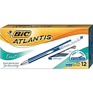 BIC Glide Exact Ballpoint Pen, Retractable, Fine 0.7 Mm, Blue Ink, Blue Barrel, Dozen