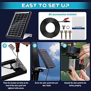 Solar Panel for Deer Feeder 12V 3.5W Waterproof Outdoor Solar Battery Charger with Metal Mounting Bracket Alligator Clip Feeder Solar Panel