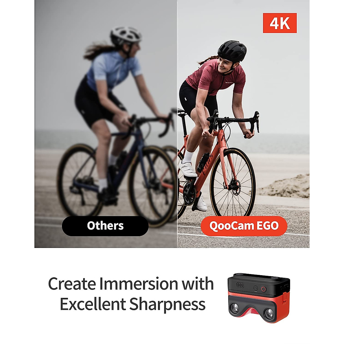 KanDao QooCam EGO 3D Camera - Viewer-Integrated 3D VR Camera, 24MP/8K Photos/4K 60FPS Videos Stereoscopic 3D Instant Display Camera, Compatible on VR Headsets/AR Glasses/Projectors, Black Standalone