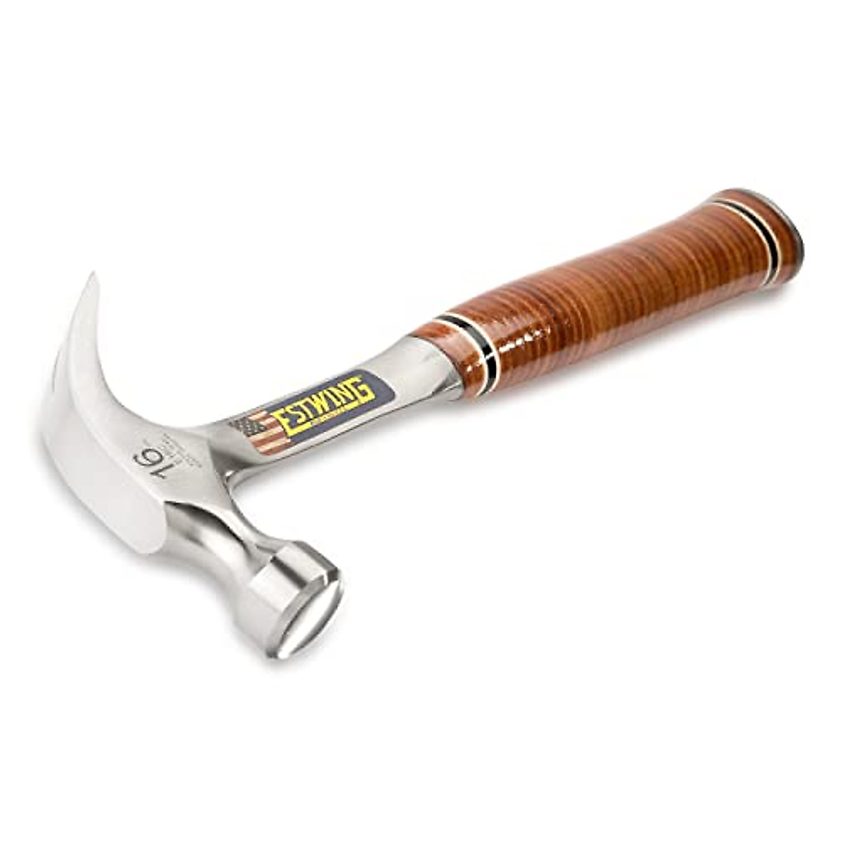 ESTWING Hammer - 16 oz Curved Claw with Smooth Face & Genuine Leather Grip - E16C