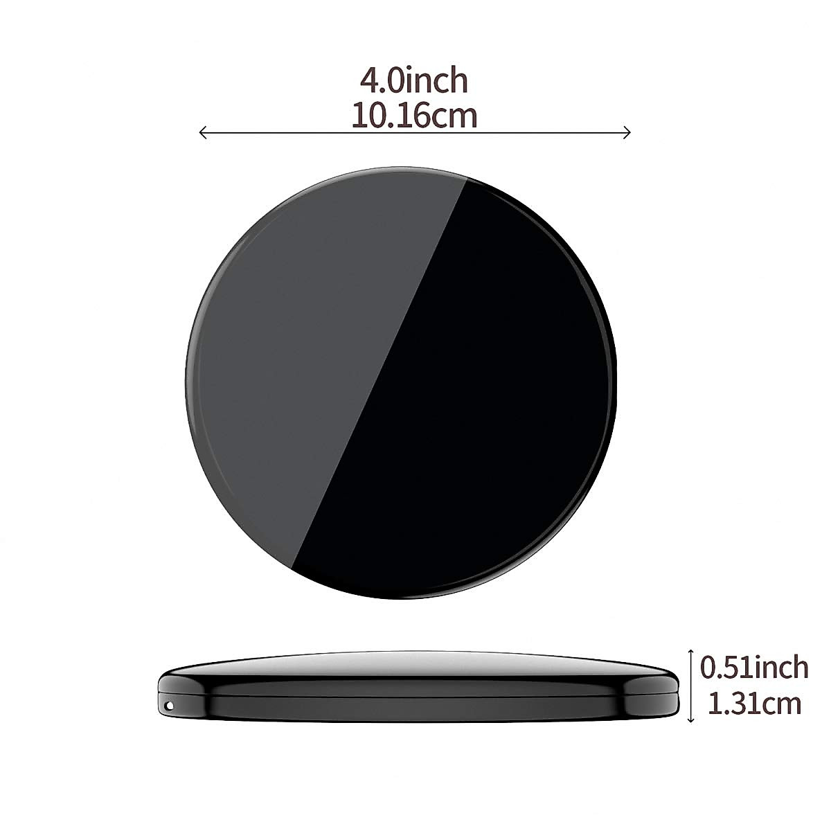 Gospire 4" Ultra-Thin Pocket Makeup Mirror for Travel, 1X/10X Double Sided Magnifying Portable Compact Handbag Handheld Round Foldable Cosmetic Mirror for Women (Black)