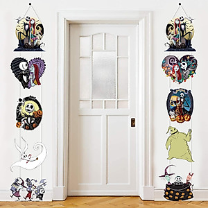 Christmas Theme Door Banner Decorations, Nightmare Door Welcome Sign Banner Front Door Porch Sign Banner for Kids Birthday Party Halloween Decorations