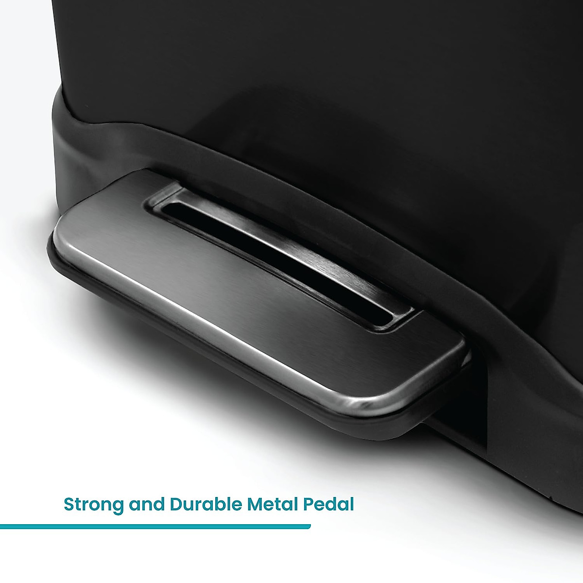 Home Zone Living 13 Gallon Slim Dual Compartment Kitchen Trash Can, Stainless Steel, Step Pedal, 50 Liter, Black