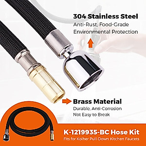 K-1219935-BC Hose Kit for Kohler Pull-Down Kitchen Faucet, 67-Inch Bright Chrome Finish Kohler Pull-Out Kitchen Faucet Hose Replacemnet Part K-1304674-BC