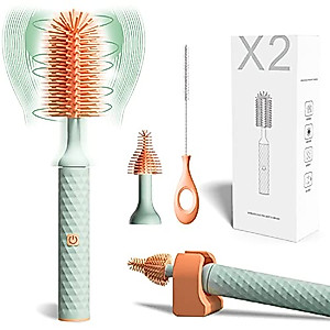 QIUXQIU Electric Bottle Brush Baby Bottle Brush Nipple Brush Straw Cleaner Brush,Rechargeable Battery Electric Baby Bottle Cleaner,for Pregnant Women and New Mom (Blue)