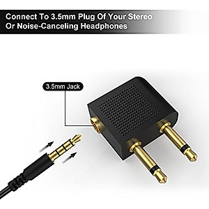Asobilor Airplane Headphones Adapter Compatible with Sony WH-1000xm5 WH-1000xm4 WH-1000xm3 WH-ch510 WH-ch710n WH-xb910n Headphones, Dual 3.5mm Male to 3.5mm Female Airplane Adapter, 2 Pcs