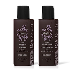 Saphira Divine Curls Shampoo and Conditioner for Curly, Wavy and Multi-Textured Hair, Sulfate-Free, Paraben-Free, Deeply Cleanses, Restores and Hydrates Curls, 3 Ounce (Pack of 2)