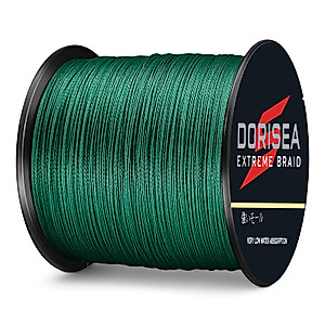 Dorisea Extreme Braid 100% Pe Moss Green Braided Fishing Line 109Yards-2187Yards 6-550Lb Test Fishing Wire Fishing String Incredible Superline Zero Stretch (100m/109Yards 6lb/0.10mm)