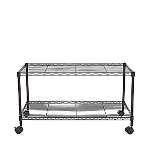 FRITHJILL 2 -Tier Rolling Wire Shelving Organizer, Metal Storage Rack for Laundry Bathroom Kitchen