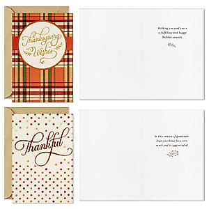 Hallmark Bulk Thanksgiving Cards Assortment (72 Cards with Envelopes) Stripes, Leaves, Plaid