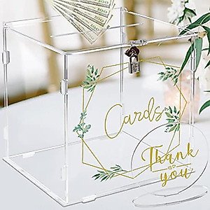 OurWarm Acrylic Wedding Card Box with Lock, Gift Card Box for Wedding Reception, Wedding Money Card Box for Party Graduation Birthday Baby Shower Decorations