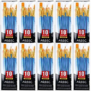 Painting Brush Set, 10 Packs /100 Pieces, Nylon Brush Head, Suitable for Oil and Watercolor, Perfect Suit of Art Painting, Best Gift for Painting Enthusiasts.