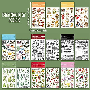 GUHAR 16 Pieces of Erasing Transfer Printing Crafts, Furniture, Butterfly Flower Stickers, Diary, Cutting and pasting Supplies, Mushroom Plant Erasing Decoration, Transfer Printing Stickers