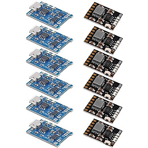 JoohcUngir 12pcs 18 650 Lithium Battery Charger Board 5V 1A TP4056 Charging Module with Battery Protection BMS and Charge Discharge Integrated Module 2A 5V Charging Boost Mobile Power Protection