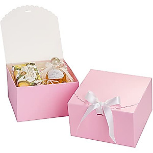 WholeMy Pink Gift Boxes 10 Pack 6x6x3.7 Inches, Gift Boxes with Lids for Presents, Small Gift Boxes for Bridesmaid Proposal, Birthday, Wedding, Baby Shoer, Valentine, Christmas