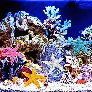 Cobee® Realistic Starfish Aquarium Ornament, 4 Pieces Resin Starfish Fish Tank Decoration Tropical Sea Animal Aquarium Decor Simulation Starfish Figurines Fish Tank Accessories