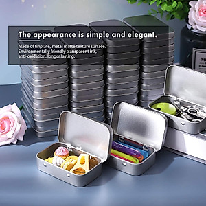 Tamicy Metal Rectangular Empty Hinged Tins - Pack of 80 （Silver 40+Black 40 Mini Portable Box Containers Small Storage Kit & Home Organizer small tins with lids craft containers 3-1/2''X2-1/2''X4/5''