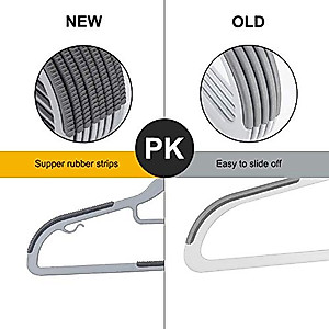 OIKA Plastic Hangers 50 Pack Dry Wet Clothes Hangers with Super Non-Slip Pads 0.2" Thickness 16.5 Inch Space Saving Gray