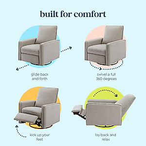 DaVinci Penny Recliner and Swivel Glider in Performance Grey Eco-Weave, Water Repellent & Stain Resistant, CertiPUR-US Certified