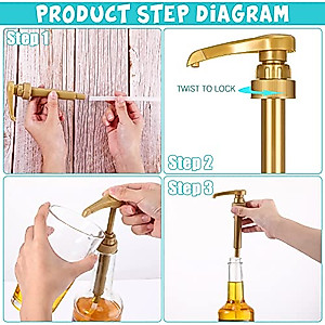 16 Pcs Syrup Pumps, Coffee Syrup Dispenser Pump, Flavor Syrup Pump Fits 750ml Bottles for Coffee Syrups Snow Cones Caramel Flavorings Bottle (Gold)