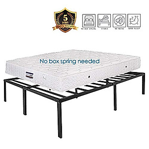 HAAGEEP 18 Inch Queen Bed Frame No Box Spring Needed High Platform Bedframes with Storage Size Black Metal