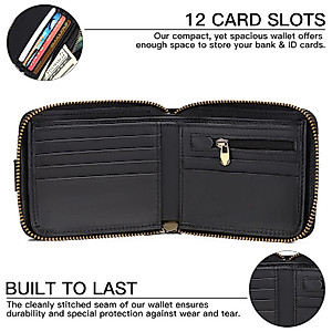 GOIACII Genuine Leather Wallet for Men RFID Blocking Men Wallet with Zipper Coin Pocket ID Window