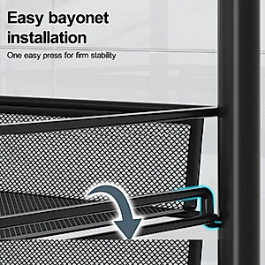 Goodliest Rolling Carts with Wheels, Metal 5 Tier Kitchen Storage Cart with Baskets for Office Bathroom Kitchen Laundry Room Narrow Places (Black)