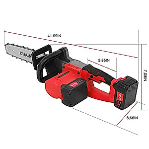 Electric Cordless Chainsaw, 42V 16-Inch Chain Saw Cutting Tools w/ 2 Batteries for Trees Wood Farm Garden Ranch Forest Cutting (Battery & Charger Included)