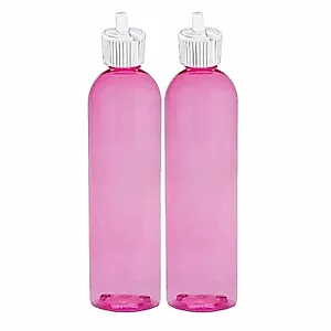 MoYo Natural Labs Turret Spout 8 oz Empty Liquid Bottle with Adjustable Dispenser (Pack of 2, Pink)