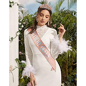 Birthday Tiara for Women, Birthday Sash and Tiaras for Women, Happy Birthday Queen Crown for Women, Birthday Crowns for Women with Rose Gold, Birthday Decorations for Women, Birthday Party Favors