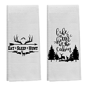 Life is Better at The Cabin Kitchen Towels Bath Towels,16 x 24 Inch Set of 24 Soft and Absorbent Camping Hand Towels Tea Towels Dish Towels Sets,Campers Camping Lovers Gifts