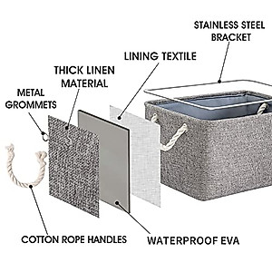 Tegance Storage Baskets Bins for Organizing, Foldable Sturdy Fabric Basket W/Handles, Large Rectangular Decorative Storage Basket for Shelves Nursery Closet Toy Blanket (3 Pack 15.7x11.8x8.3)…