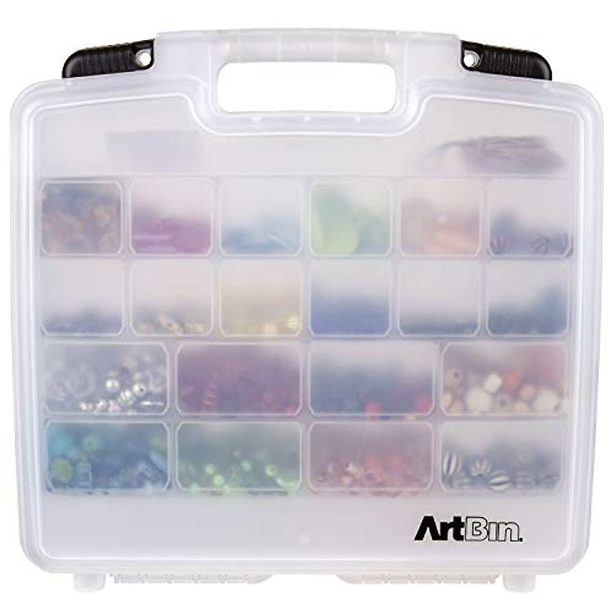 ArtBin 6962AB Quick View Deep Base Carrying Case with Removable Dividers and Tray, Portable Art & Craft Storage Box, 15", Clear