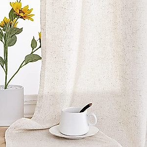 jinchan Linen Beige Curtains 108 Inches Extra Long for Living Room Farmhouse Rod Pocket Back Tab Light Filtering Window Drapes 2 Panels for Bedroom Patio Door 50x108 Crude 2 Panels