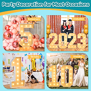 4FT Maruqee Light up Numbers, Large Marquee Number for 30th 50th 60th Birthday Decor, Big Mosaic Numbers Balloons Pre-Cut Frame for Party Wedding Decorations, Number 0