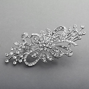 Mariell Antique Crystal Bridal Brooch Pin for Weddings, Bridesmaid, Mother of The Bride Jewelry Accessory
