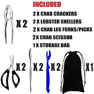 9Pcs Seafood Tools Set Stainless Steel Forks Opener Crab Lobster Crackers Shellfish Lobster Crab Leg Sheller Nut Crackers Dishwasher Safe