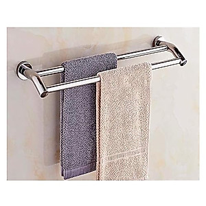 Towel Racks Simple Shelf, Double Rail Wall Mounted Towel Shelf Stainless Steel Bath Towel Holder Hand Towel Hanging Rail for Kitchen Or Bathroom-50Cm/70cm (Color : 40cm)