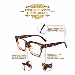 FEISEDY Glasses Frame Womens, Square Thick Eyeglasses Frame, Classic Eyewear for Men B2461