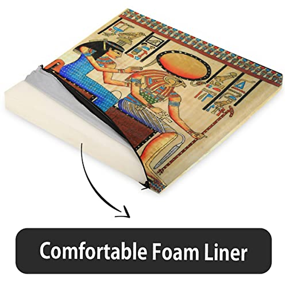 AUUXVA Seat Cushion Egyptian Papyrus Horus Queen Chair Cushion 16x16in Soft Foam Dorm Chair Pad with Washable Zipper Cushion Cover for Kitchen Dining Office Patio Furniture Cushion
