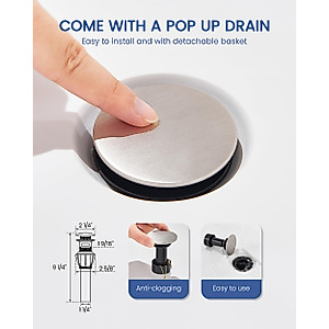 FELIXBATH Bathroom Sink Faucet with Pull Out Sprayer 2 Handles, Brushed Nickel Pull Down Bathroom Faucet 3 Holes, 4 Inch Sink Faucet Bathroom, 360 Degree Swivel Spout, Pop Up Drain Assembly Included