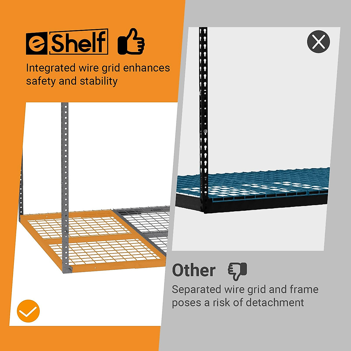 eShelf 4ftx8ft Overhead Garage Storage Rack, Heavy-Duty Metal Garage Ceiling Storage Rack, 22''-40" Adjustable Ceiling Drop-Down, 600 lb. Loading Weight Capacity, Hammertone