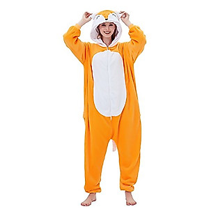 ABENCA Women Fox Onesie Pajama Costume Adult Animal Halloween Christmas Cosplay Onepiece, L