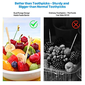 OFCOX Mini Bamboo Forks 4 inch, Cocktail Forks Appetizer Forks, Toothpicks for Appetizer, Disposable Wooden Wood Tiny Small Food Picks for Party Fruit Charcuterie Accessories. 60 PCS