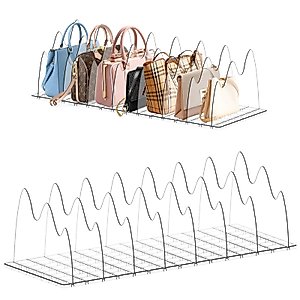 Purse Organizer for Closet, 8pcs Adjustable Clear Handbag Storage Organizer, Shelf Dividers for Closet Organization, Small Bookshelf Separator Bag Dividers for Bedroom, House, Office, Cabinet