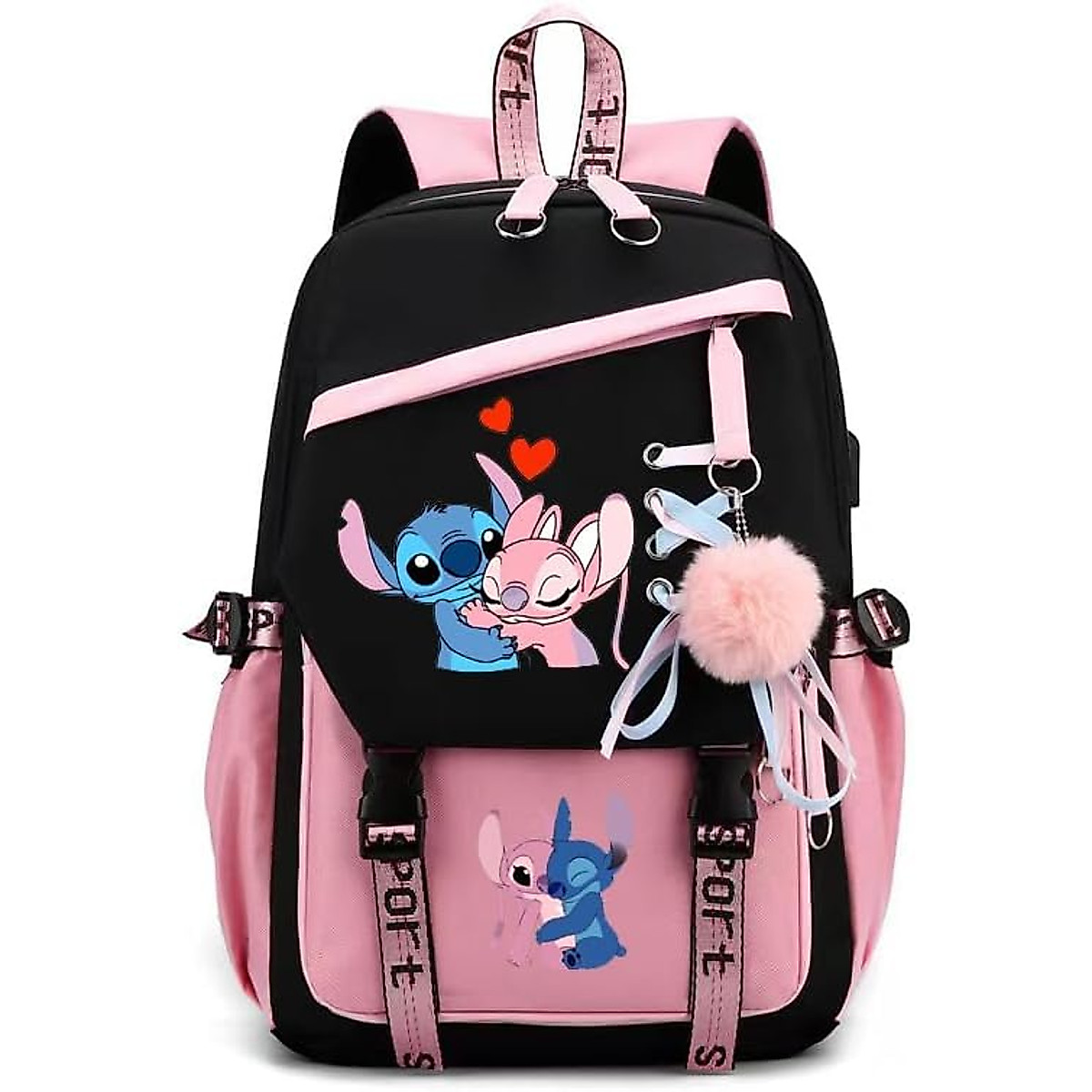 Anime Cartoon Laptop Backpack with USB Charging Port Large Casual Daypack Bag for Mens and Womens
