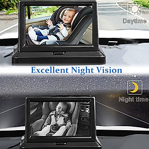 Burstler Baby Car Camera,Back Seat Car Seat Camera With Night Vision,With 4.3'' HD Display Easily Observe The Baby’s Move，Baby Car Mirror With 360° Fixable Camera（Black）