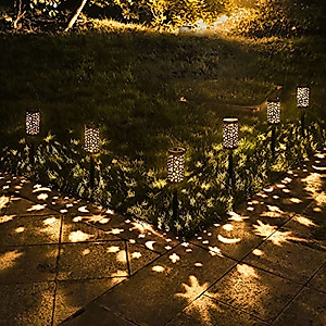 neemor 6 Pack Solar Pathway Lights Outdoor Garden Solar Lights Solar Powered Path Lights Decorative for Patio Lawn Landscape Yard Star Moon Women Gifts Warm White