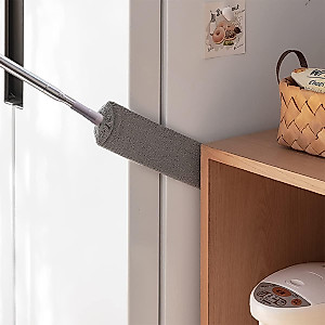 Retractable Gap Dust Cleaner, Microfiber Hand Duster, Under Fridge & Appliance Duster, Telescopic Dust Brush for Wet and Dry, Cleaning Tools for Home Bedroom Kitchen (55.2in, Grey)