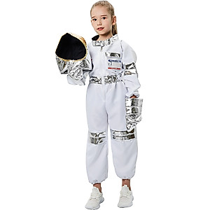 Children's Astronaut Costume Space Pretend Dress up Role Play Set for Kids Boys Girls with a Free America Flag Pin